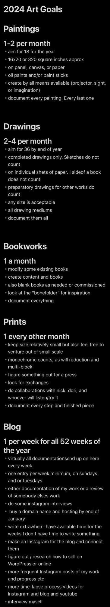 Art Goals 2024 – Pirolli Digital Sketchbook